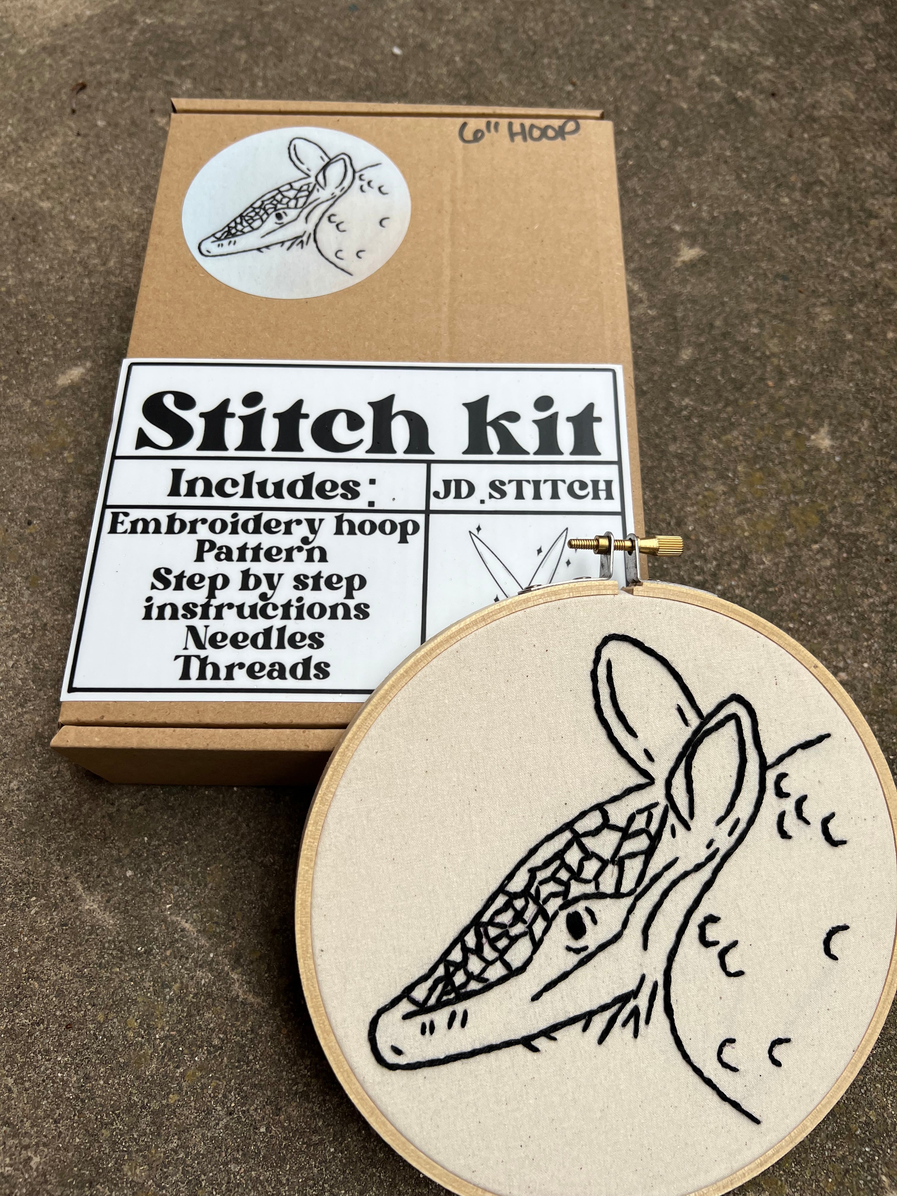 Armadillo Embroidery Kit – Blue Genie Art Bazaar