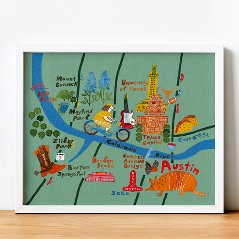 Austin Map Print – Blue Genie Art Bazaar